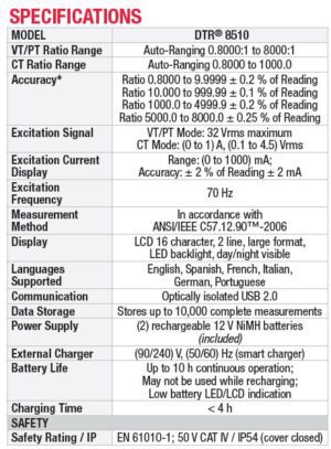 AEMC Digital Transformer Turns Ratiometer DTR Model 8510 | Weschler ...